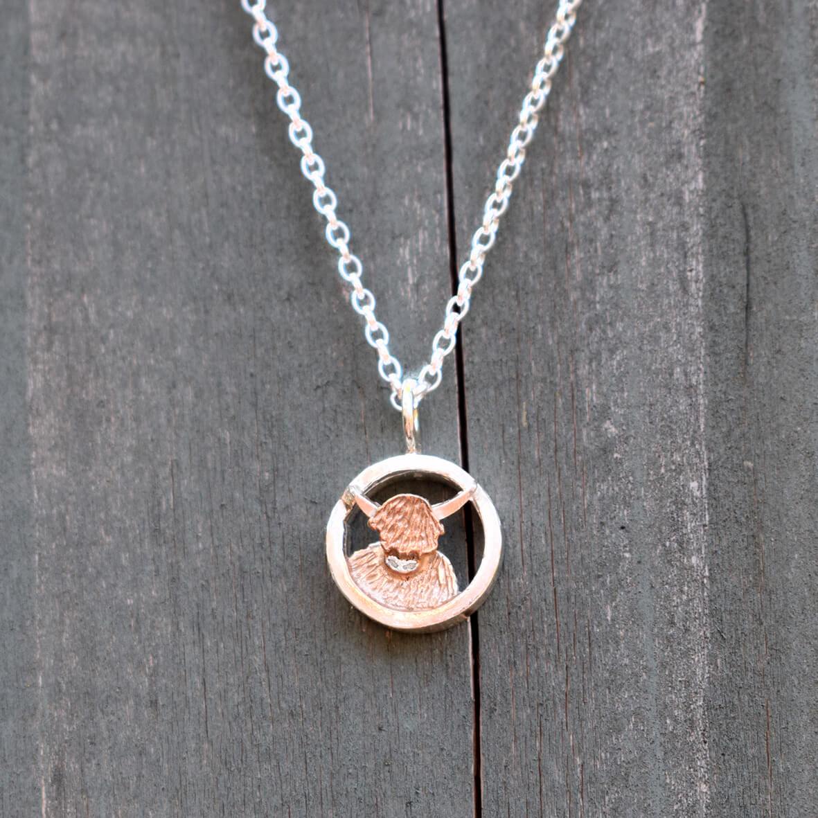 Rose Gold Highland Cow Necklace - Quality Silver & Rose Gold Scottish ...