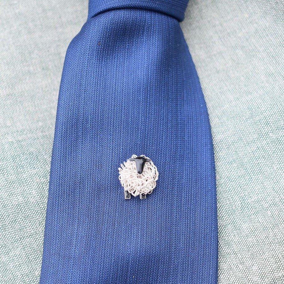 Silver sheep tie pin: Quality sheep gift for men – FreshFleeces