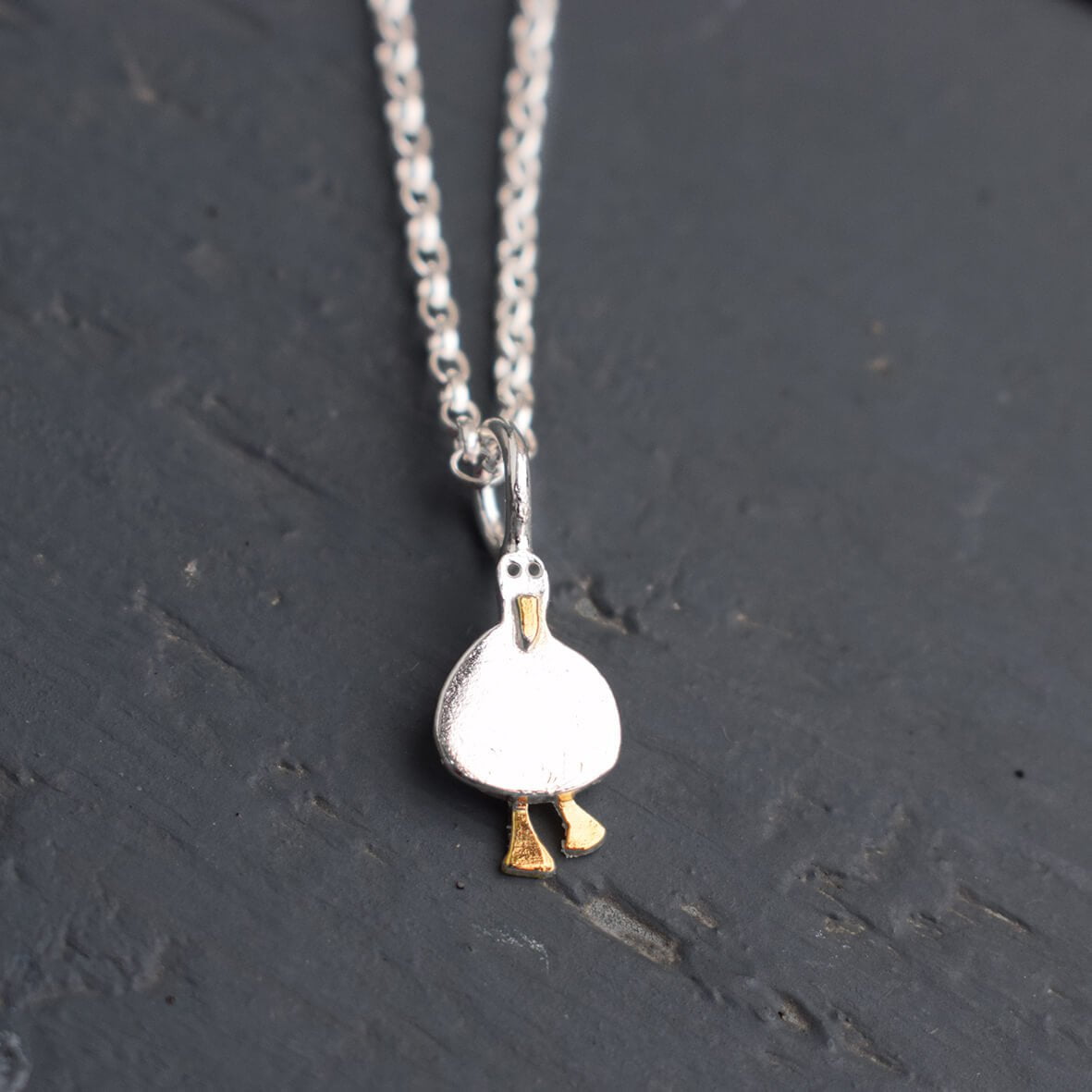 Tiny Silver & Gold Duck Necklace - Quality Duck Jewellery Gift for ...